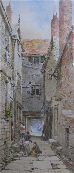 Louise Rayner | Children playing in a cobbled backstreet | MutualArt