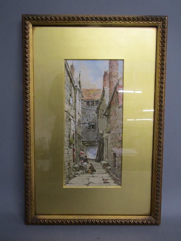 Louise Rayner | Children playing in a cobbled backstreet | MutualArt
