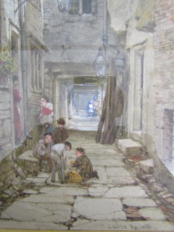 Louise Rayner | Children playing in a cobbled backstreet | MutualArt