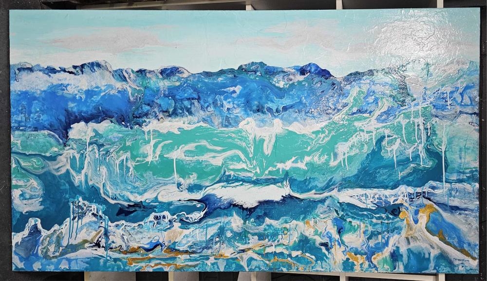 Large | Large abstract painting on stretched canvas (198 x 112cm ...