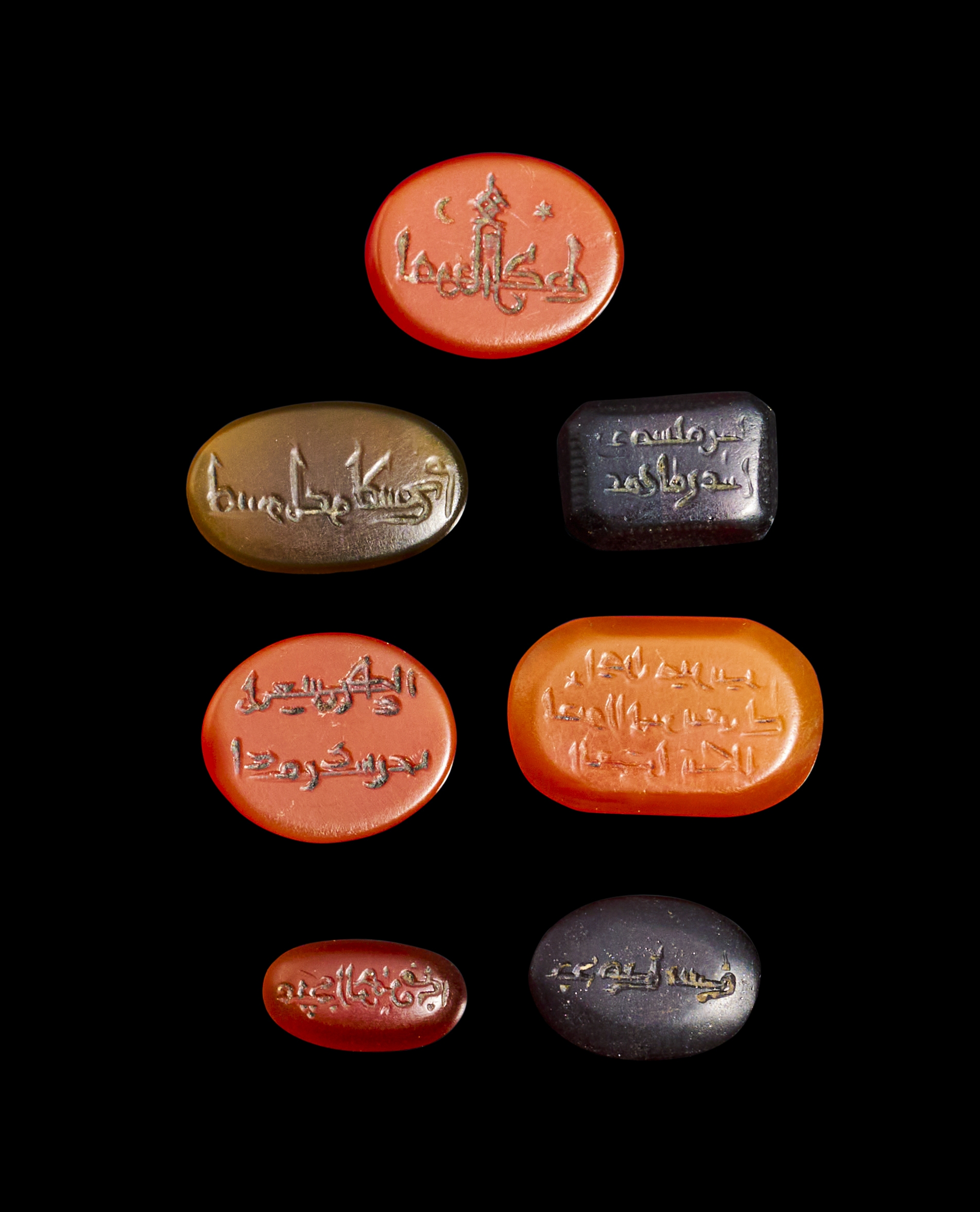 Group of Seven | A GROUP OF SEVEN EARLY ISLAMIC AGATE SEALS OR RING ...