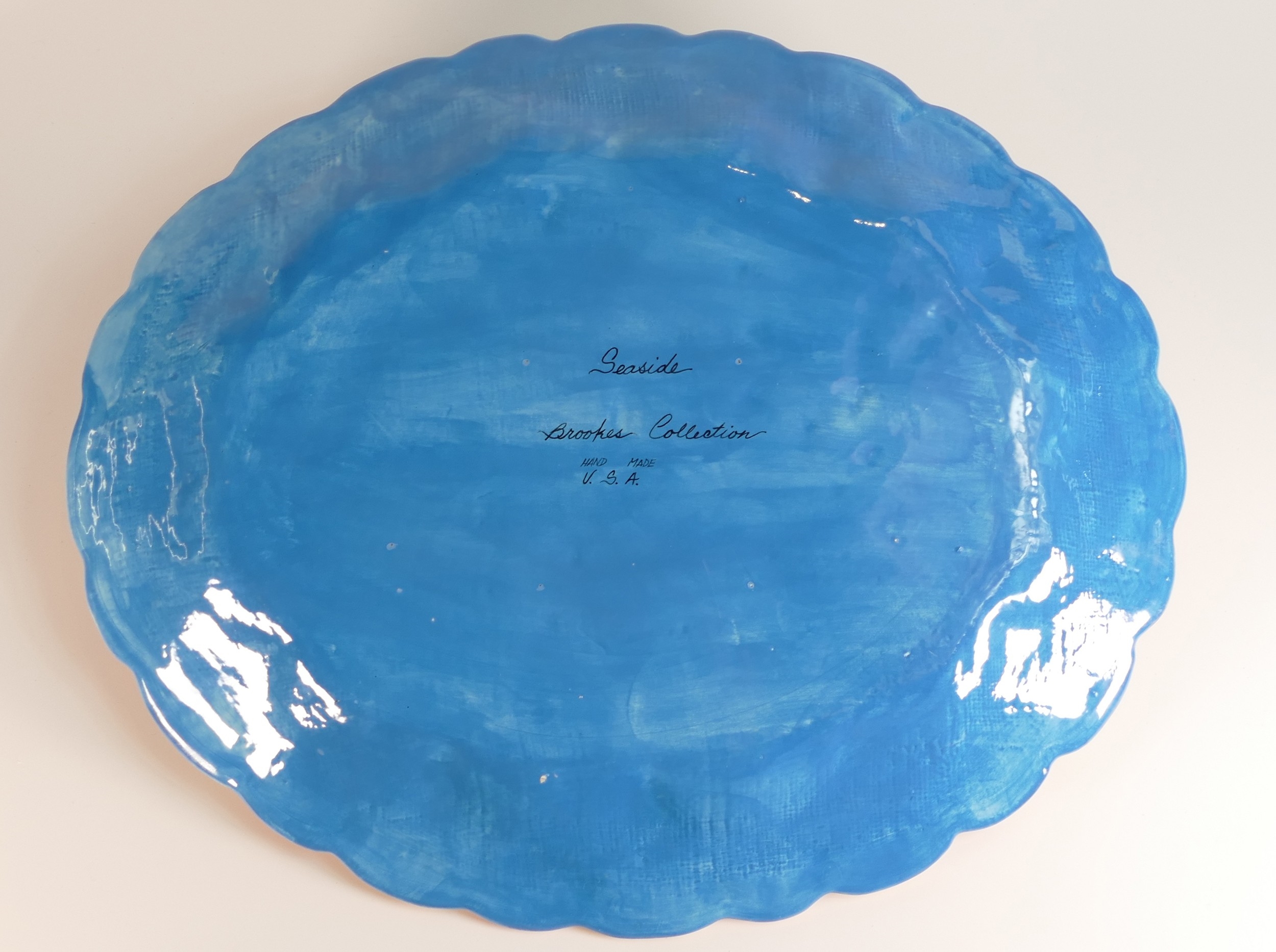 Frank Brookes | A Large Frank Brookes USA Studio design twin handled Sealion and Shell platter ...
