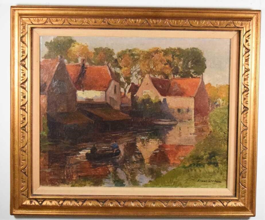 German Grobe | German Grobe Oil on Canvas Village Landscape | MutualArt