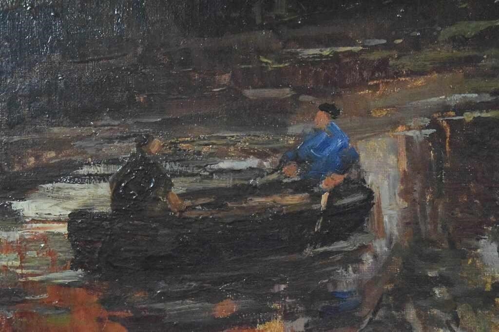 German Grobe | village landscape with figures in boat | MutualArt