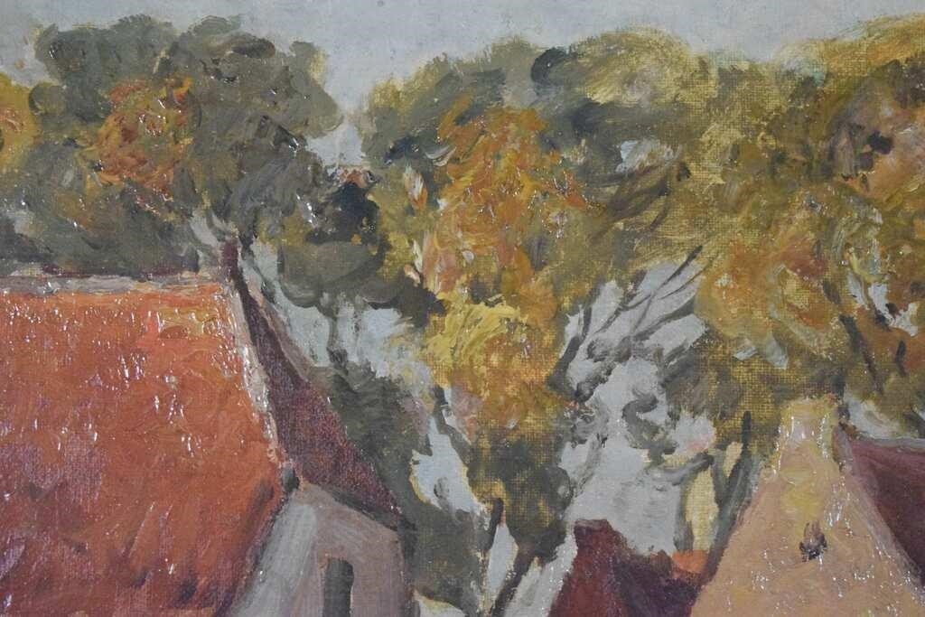 German Grobe | village landscape with figures in boat | MutualArt