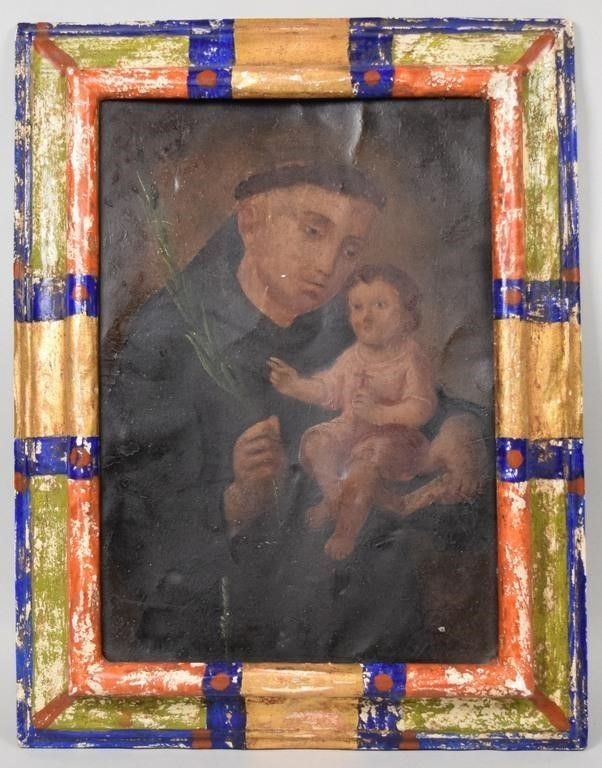 Paul Mathias Padua | Mexican Oil on Tin Retablo San Antonio | MutualArt