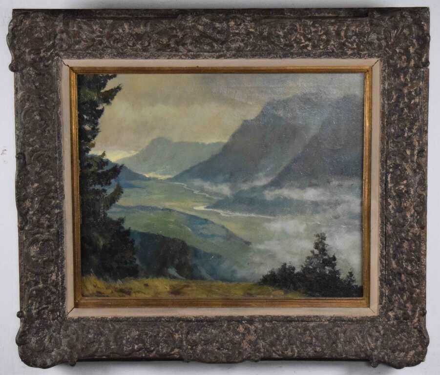 Ludwig Klein | Ludwig Klein Oil on Canvas Mountain Landscape | MutualArt