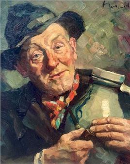 Harry Haerendel | Portrait of a pipe-smoking fisherman | MutualArt