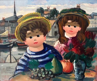 Nino Giuffrida | Children in Honfleur (1982) | MutualArt