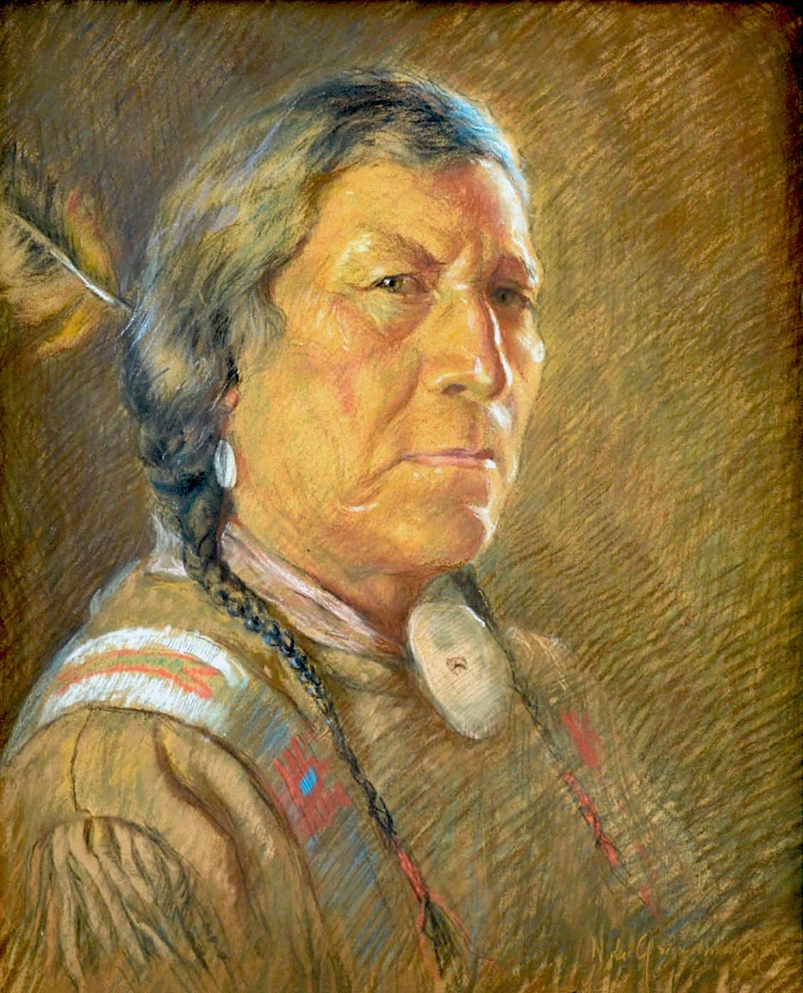 Nicholas de Grandmaison | Indigenous Portrait (Cree (1946) | MutualArt