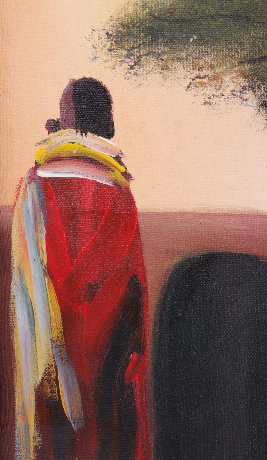 John Ndambo | JOHN NDAMBO PAINTING MAASAI PEOPLE IN LANDSCAPE | MutualArt