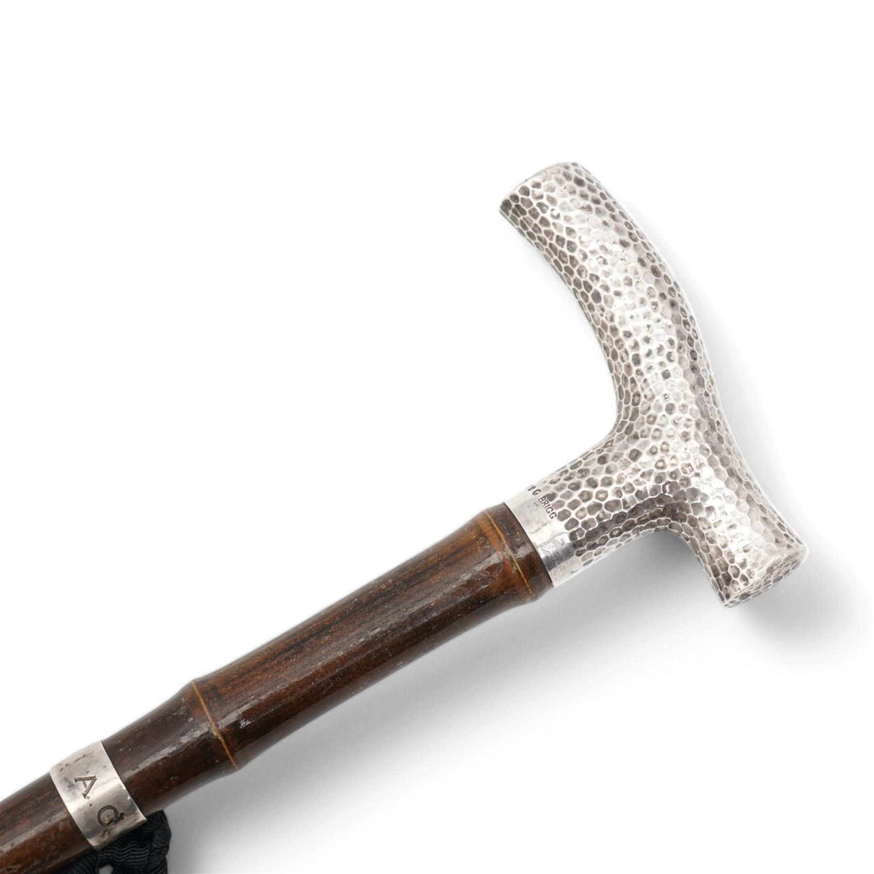 Thomas Johnson | Victorian bamboo walking cane with silver crook handle ...