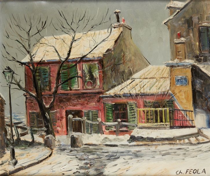 Charles Feola | Charles FEOLA (1917-1994) Au lapin agile Oil on canvas ...