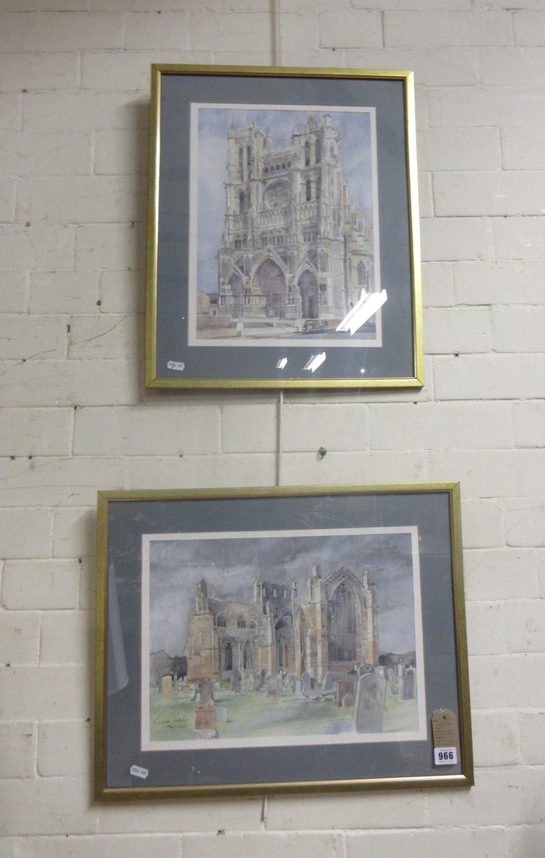 Richard Collick | TWO RICHARD COLLICK WATERCOLOURS OF MELROSE ABBEY AND ...