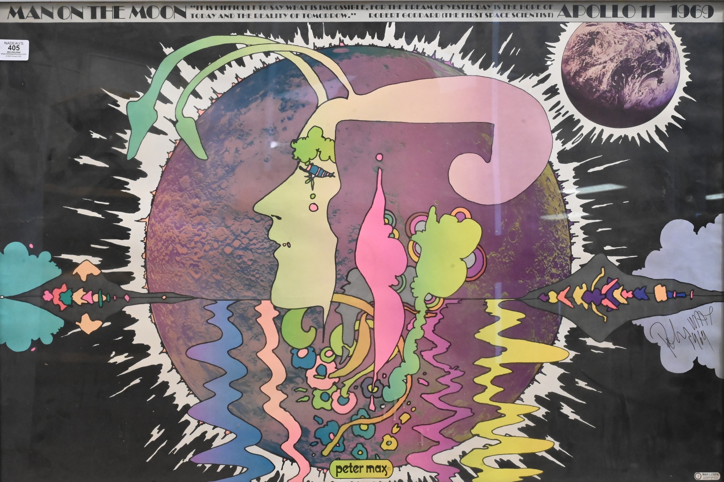 Peter Max | Man on the Moon Apollo II 1969, Moon Landing (1969) | MutualArt