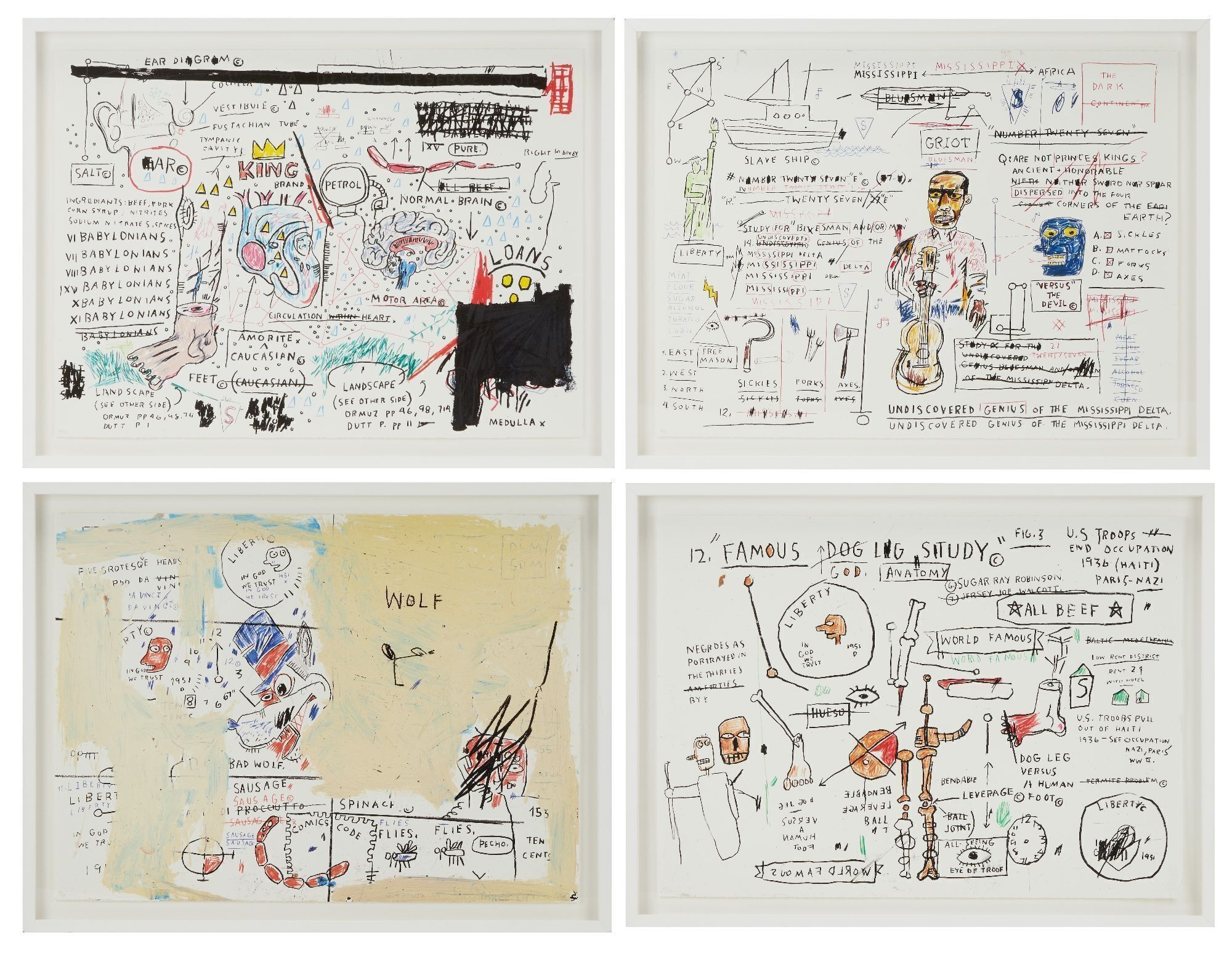 Jean-Michel Basquiat | King Brand, Wolf Sausage, Dog Leg Study, and ...
