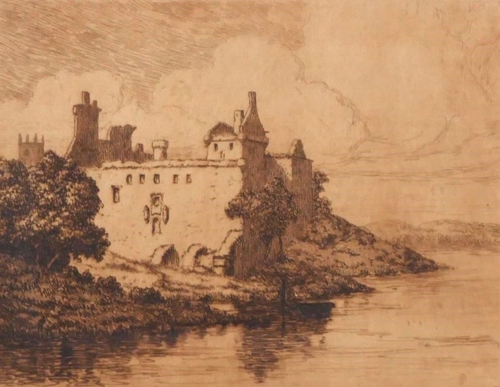 John Mather | JOHN MATHER Etching Linlithgow Palace | MutualArt
