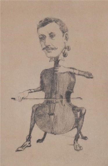John Mather | JOHN MATHER Etching Man as Cello | MutualArt