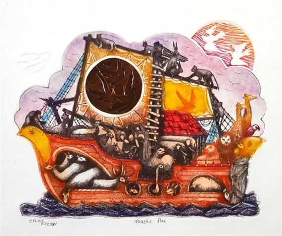 Amram Ebgi | AMRAM EBGI Noah's Ark Etching | MutualArt