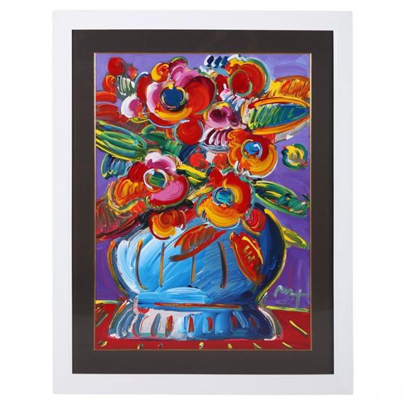 Peter Max | Peter Max b.1937 Blue Flower Vase Pop Art Painting | MutualArt