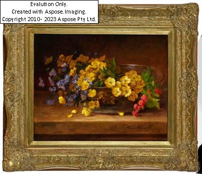 Alfred Brunel de Neuville | Blumenstillleben mit Dotterblumen | MutualArt
