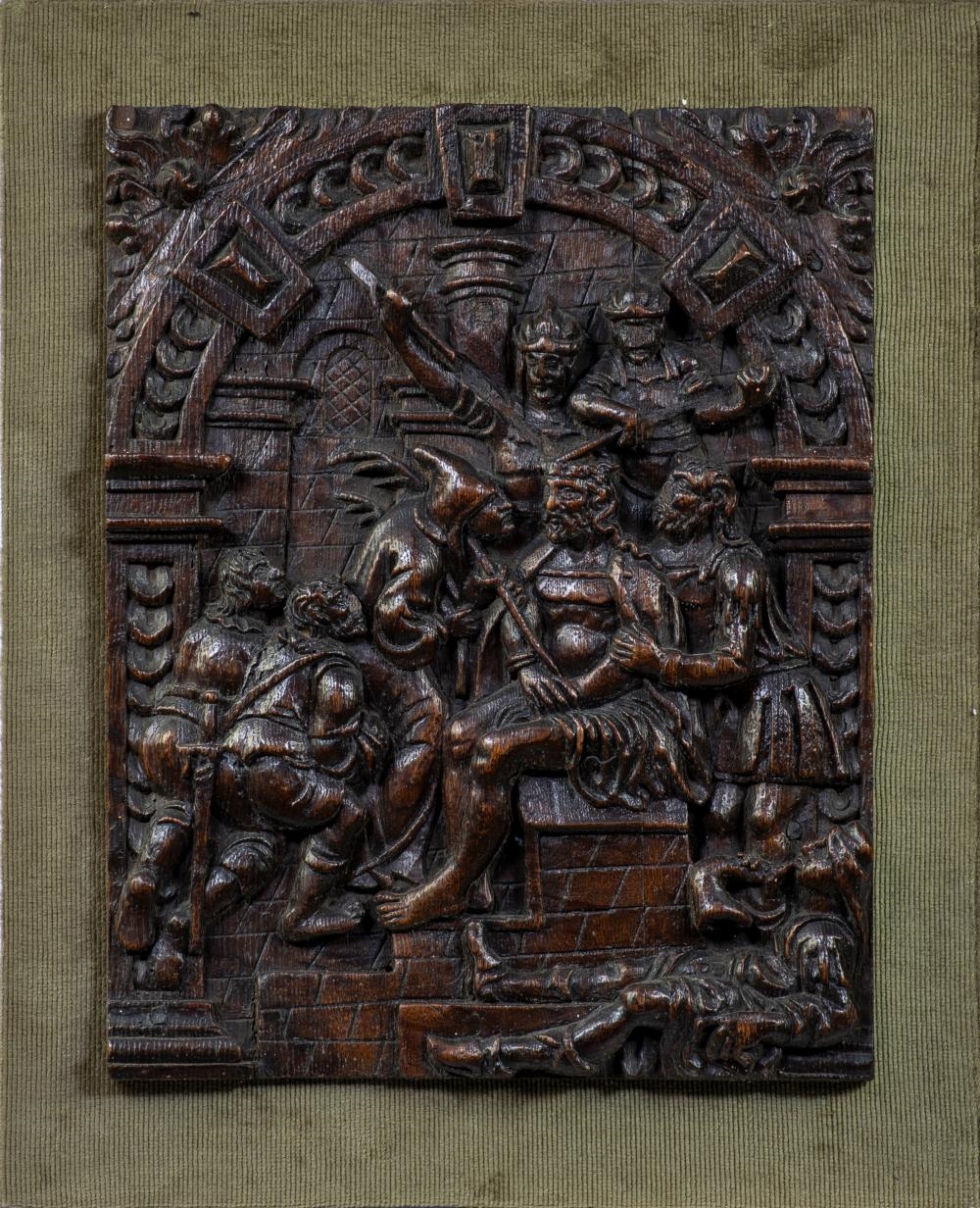 Flemish School 17th Century | Wooden Renaissance bas-relief depicting a ...