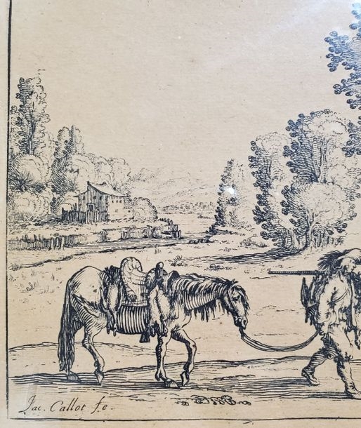 Jacques Callot | Hunter and horse Etching framed under glass Signed ...