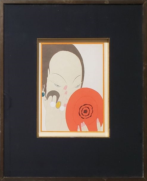 Georges Lepape | Woman with red mirror 1914 Stencil on paper framed ...