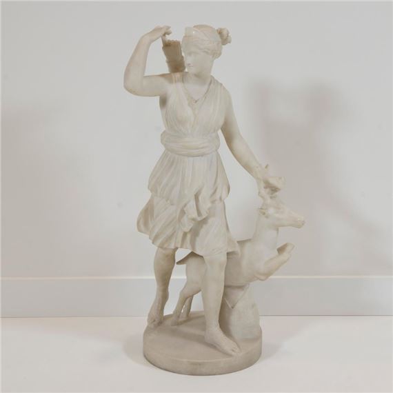 Antonio Frilli | Large sculpture of Diana the hunter in alabaster ...