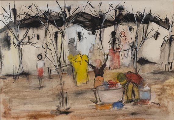Joe Maseko | TOWNSHIP SCENE WITH FIGURES | MutualArt