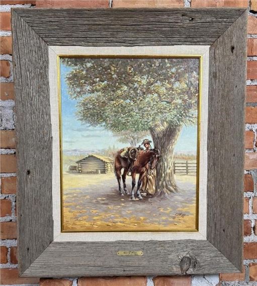 Ted Long | Ted Long Spot of Shade Cowboy Oil Painting (1932) | MutualArt