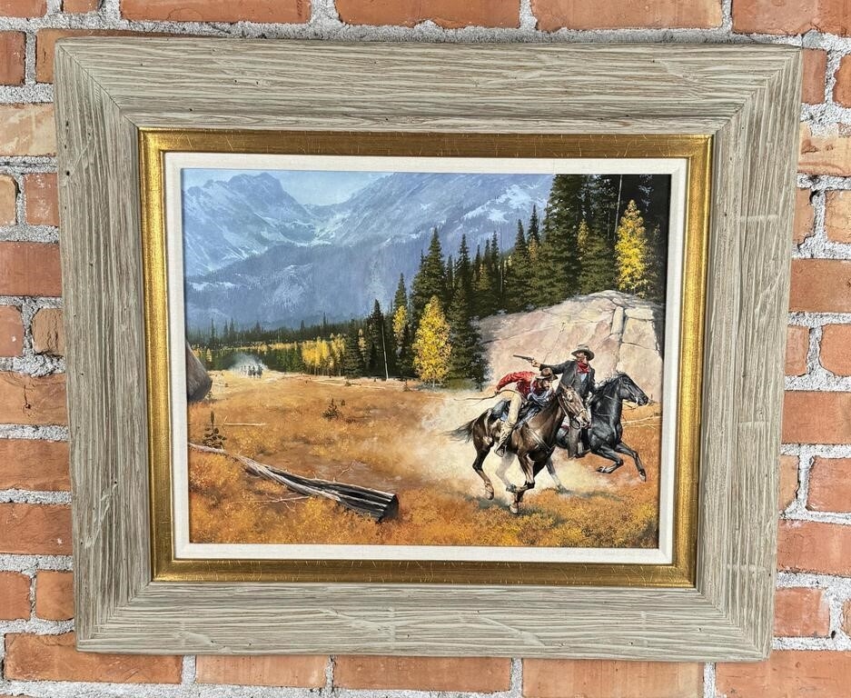 Ken Laager | Ken Laager Cowboy Bandits Oil Painting (1995) | MutualArt
