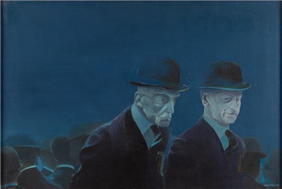Jerzy T. Mroz | Men in bowler hats oil/canvas | MutualArt