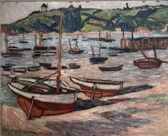 André Wilder | Voiliers au port en Bretagne (1912) | MutualArt