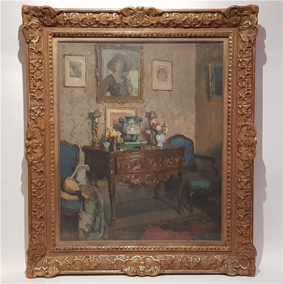 Paul Jean Hugues | Intérieur bourgeois à la commode et au portrait ...