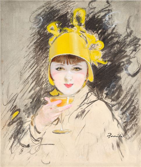 William H. Barribal | Portrait of an elegant lady wearing a yellow ...