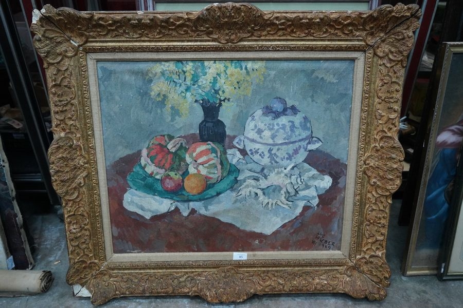 Luc Hebert | Luc HEBERT Nature morte au bouquet de mimosa Huile sur toile (1929) | MutualArt