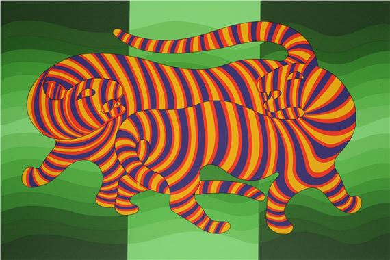 Victor Vasarely | Victor Vasarely TWO TIGERS (GREEN) Screenprint (1980 ...