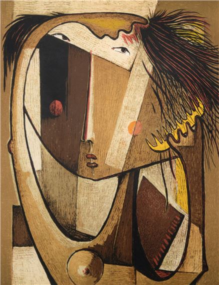 Ángel Botello | Angel Botello GIRL COMBING HAIR Print | MutualArt