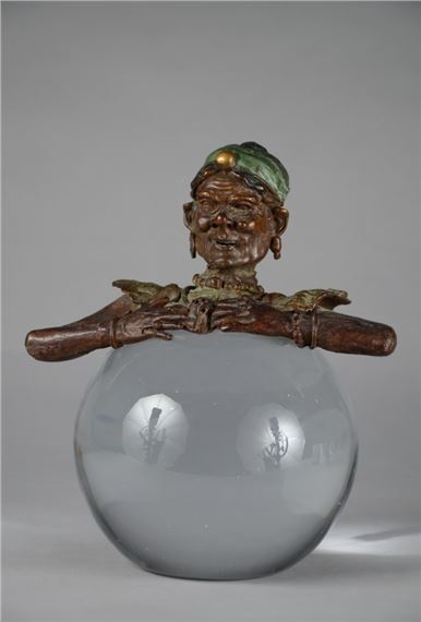 Marcel Taton | Marcel Taton: bronze statue with glass ball 'madame Irma ...