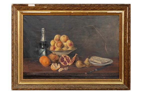 Gaston de Laperriere | Gaston DE LAPERRIERE (1848-?), Still life with pomegranate Oil on canvas ...