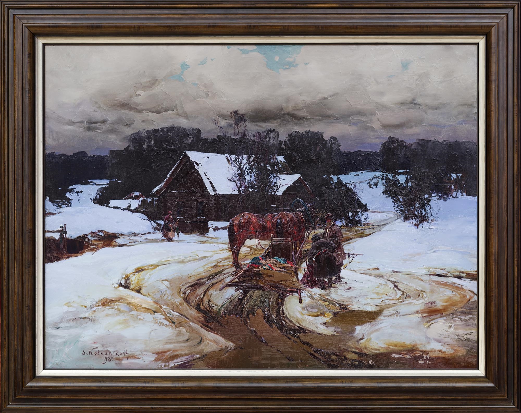 Stepan Fedorovich Kolesnikov | Winter evening (1930) | MutualArt