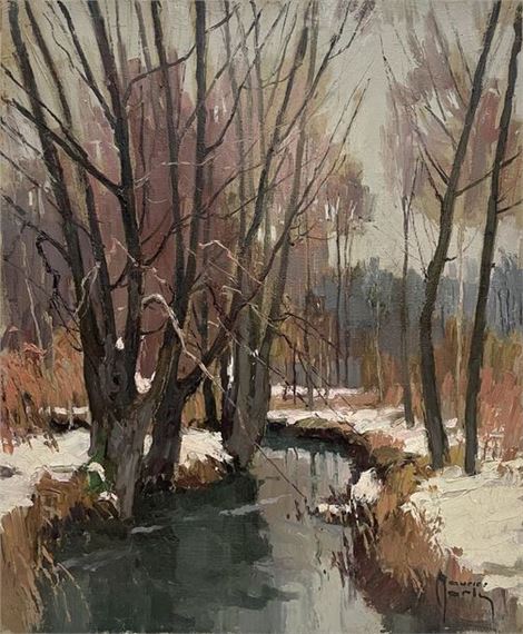 Maurice Martin | Edge of the Lunain in winter | MutualArt