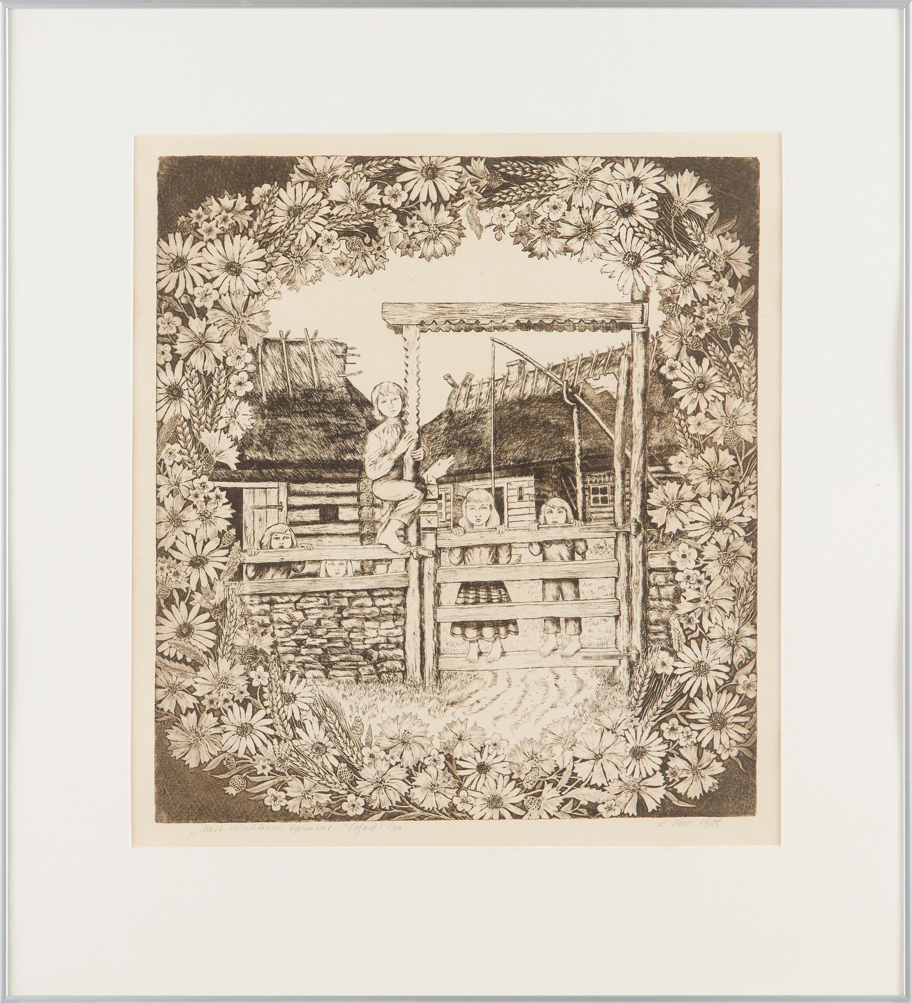 Leili Voll | Kids in the garden (1989) | MutualArt