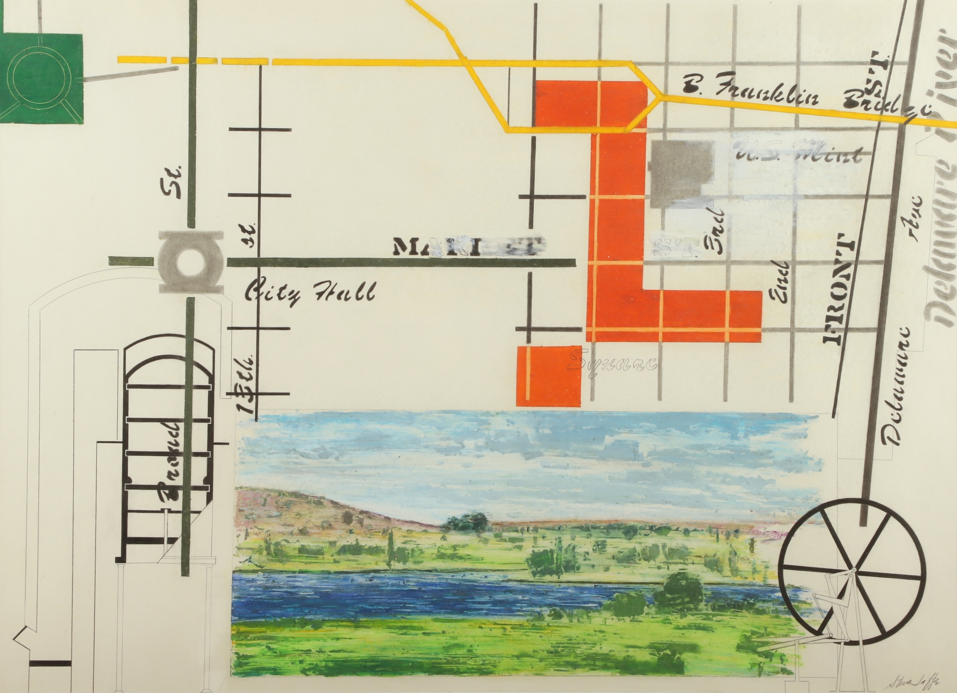 Steve Jaffe | Steve Jaffe Abstract Philadelphia Map Painting | MutualArt
