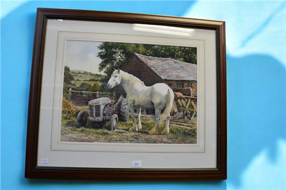 Anthony Forster | Horse & Tractor on the farm; watercolour on paper ...