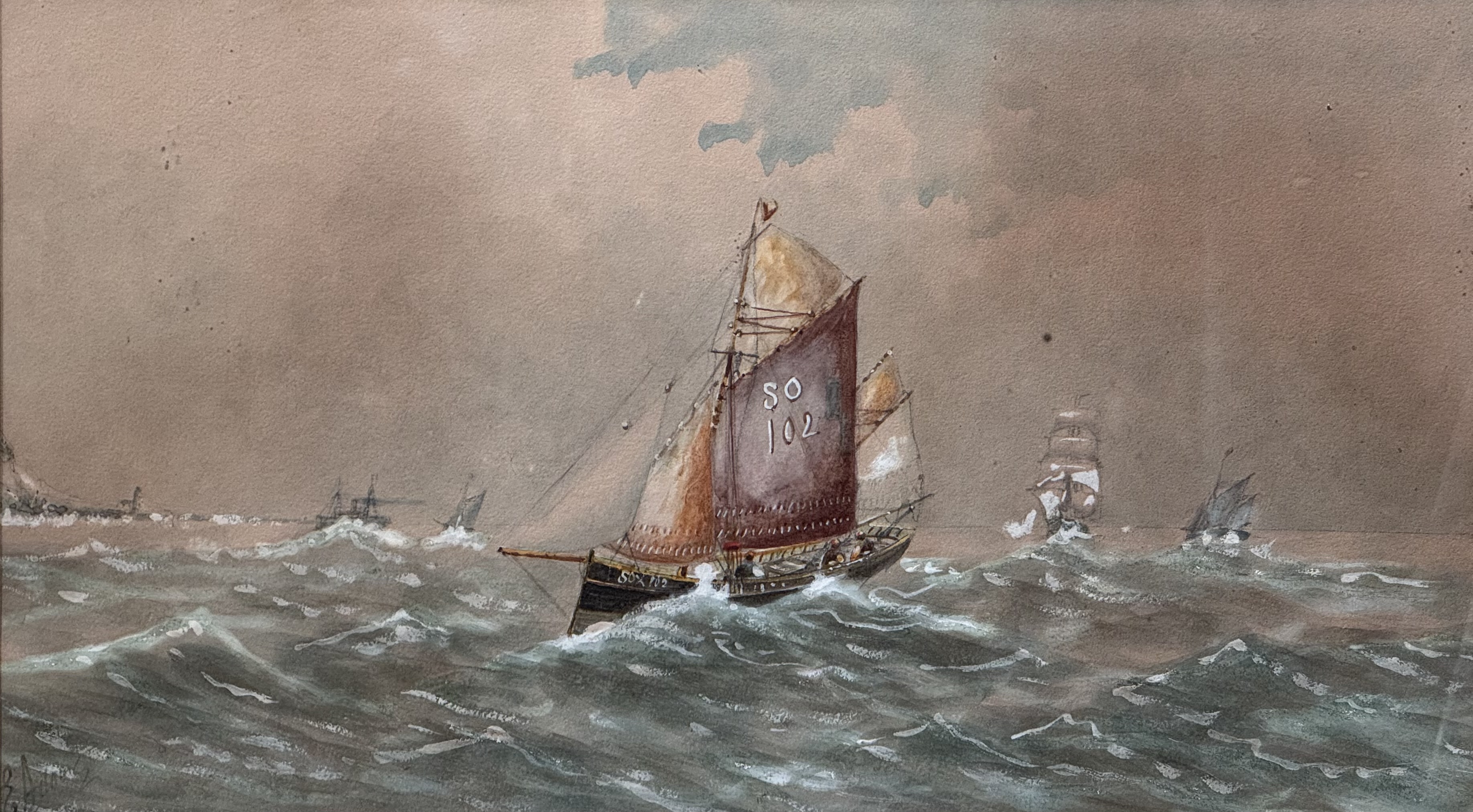 Frederick James Aldridge | sailing on choppy waters | MutualArt