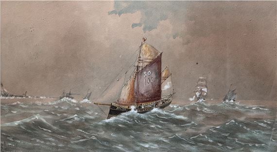 Frederick James Aldridge | sailing on choppy waters | MutualArt