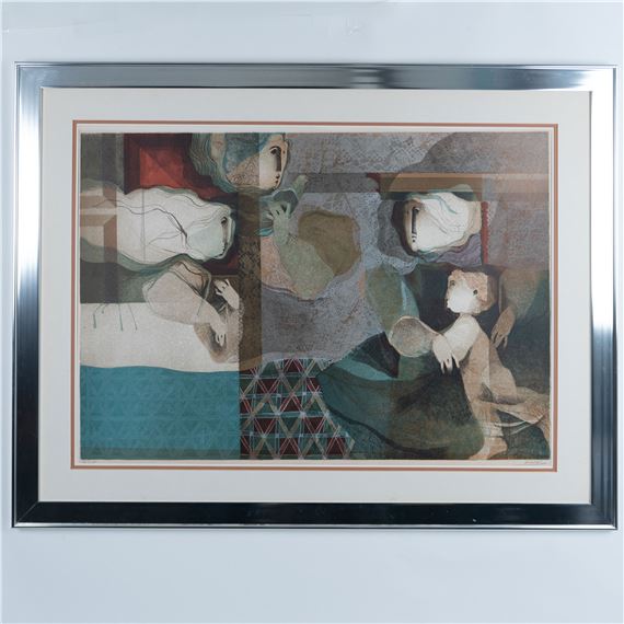 Àlvar Suñol | Maternity is a striking original color lithograph on ...