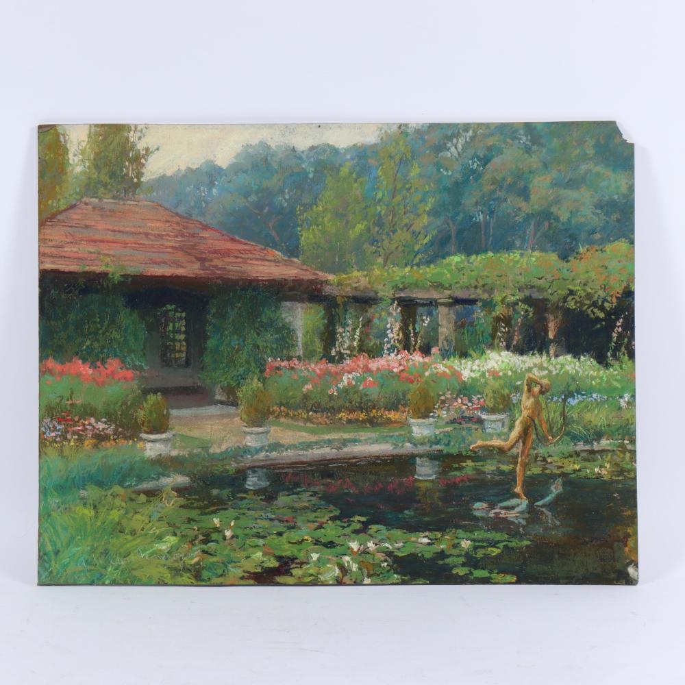 Albert Sheldon Pennoyer | impressionist landscape with garden and pond ...
